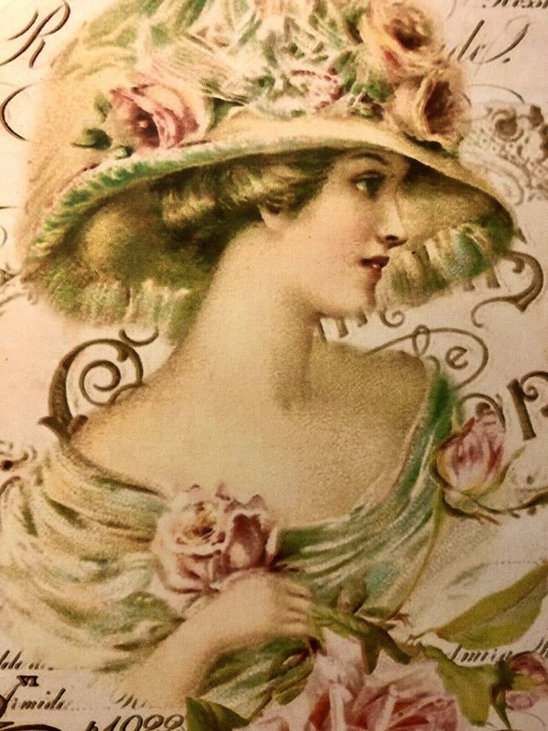 Victorian Lady Madame Pink Roses Shabby Chic Handcrafted - Etsy