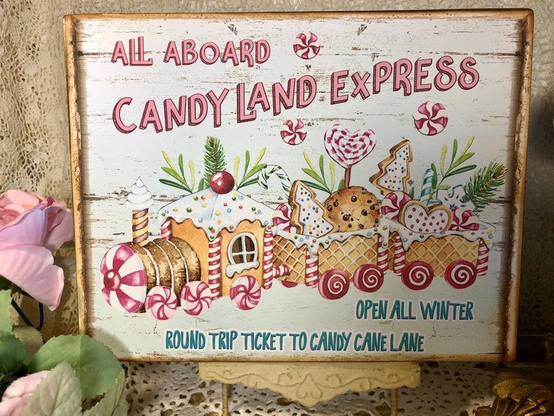 Candy Land Express, Pink Christmas, Handcrafted Plaque / Sign - Etsy