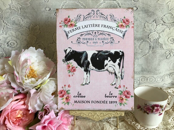 Cow Shabby Chic French Country Farmhouse Handcrafted Sign - Etsy