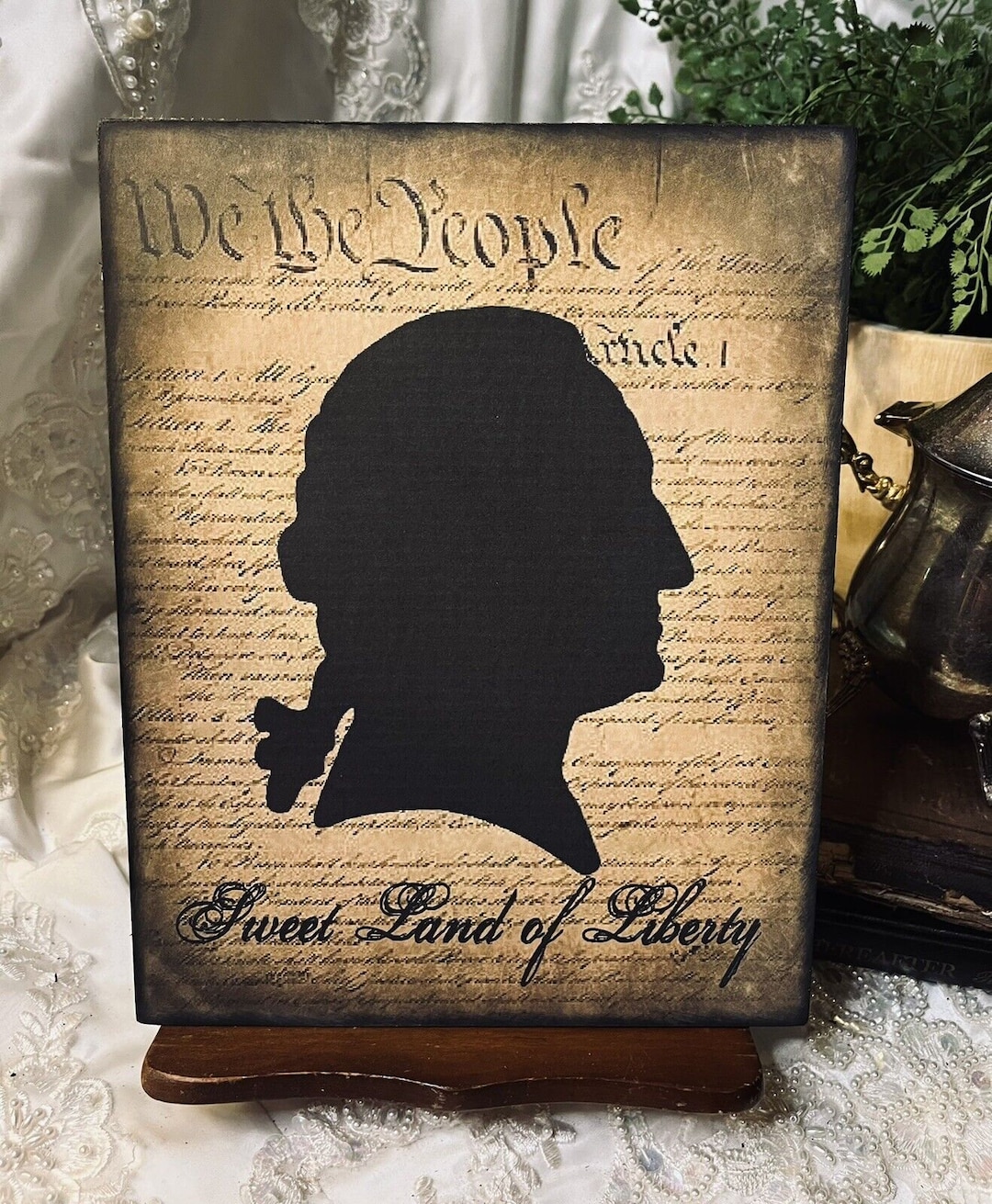 George Washington Silhouette, Constitution, Handcrafted Plaque / Sign ...