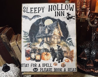 Sleepy Hollow Inn Hotel Sign Headless Horseman 13 H X 8.5 W X .25 1/4 D ...