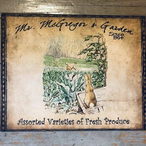 Peter Rabbit, Mr. Mcgregor's Garden PRIMITIVE Handcrafted Plaque / Sign ...