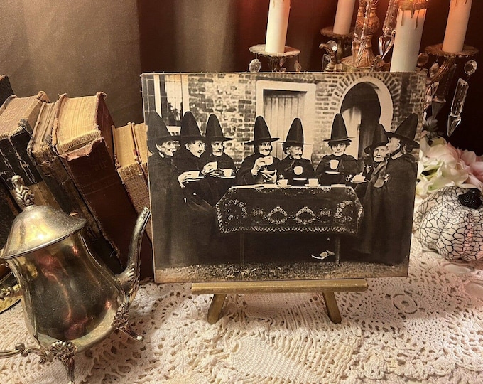 Witch Tea Party, Vintage Halloween, Handcrafted Plaque / Sign - Etsy