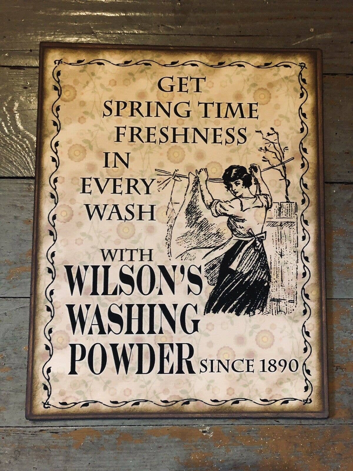 Primitive Laundry Folk Art Country Wilson's Washing Powder PLAQUE ...