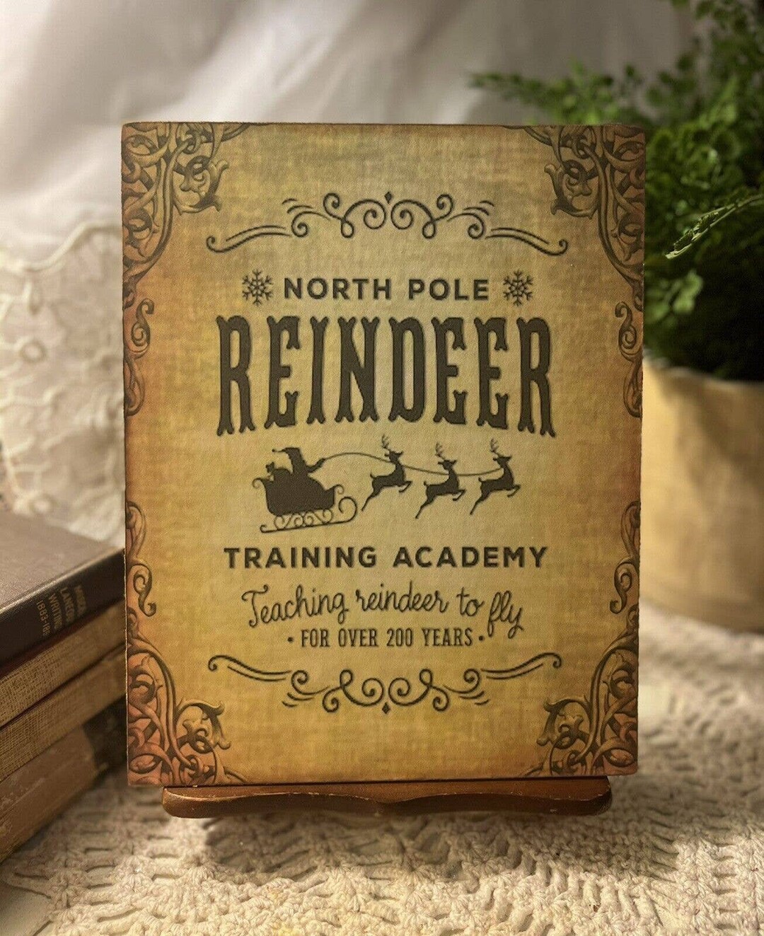 North Pole Reindeer Training Academy, Christmas, Rustic Handcrafted ...