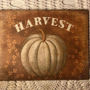 Harvest PUMPKIN Primitive Folk Art Handcrafted Plaque / Sign - Etsy