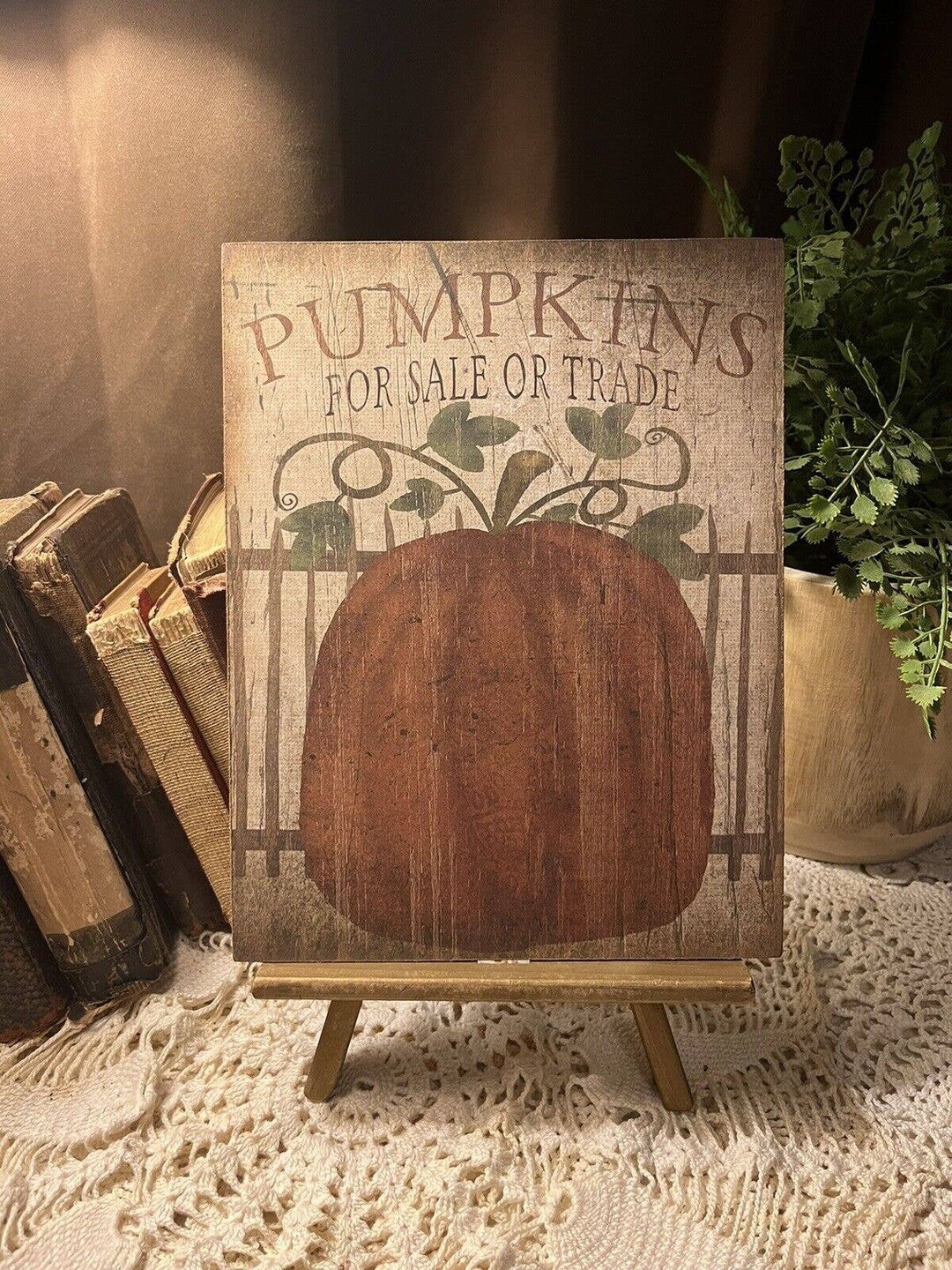 PUMPKINS for Sale or Trade, Primitive Folk Art Handcrafted Plaque ...