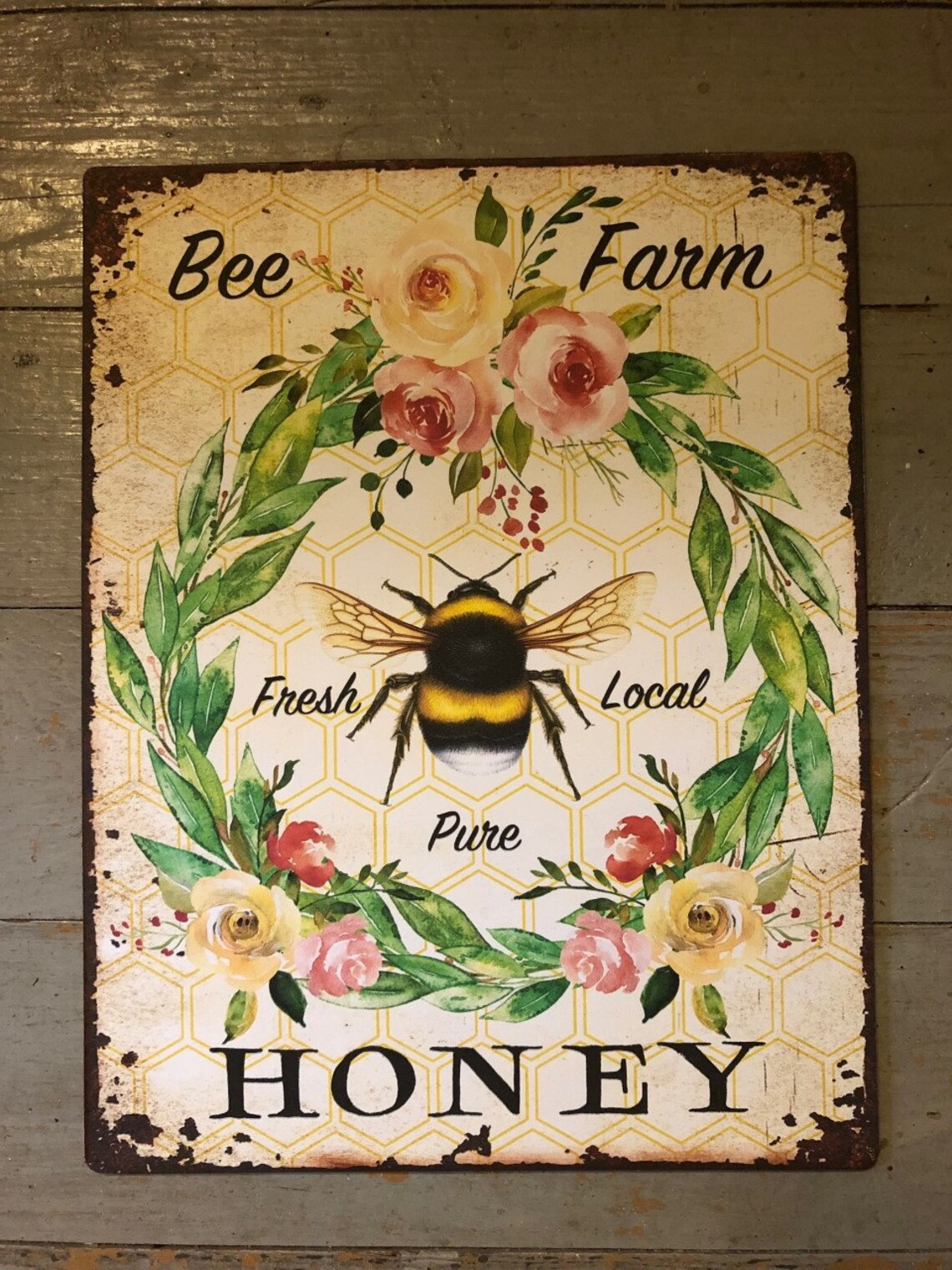 Bee Farm Honey Farmhouse Wreath Handcrafted Plaque / Sign - Etsy