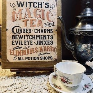 Witch’s Magic Tea, Handcrafted Wooden Sign - Etsy