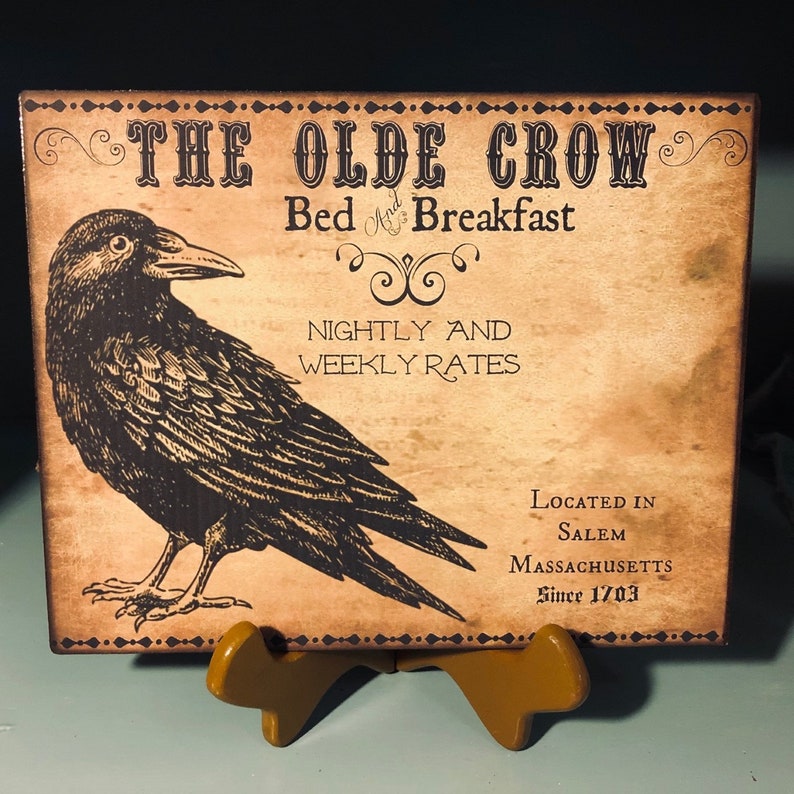 The Olde Crow Bed & Breakfast Primitive Halloween Sign / - Etsy