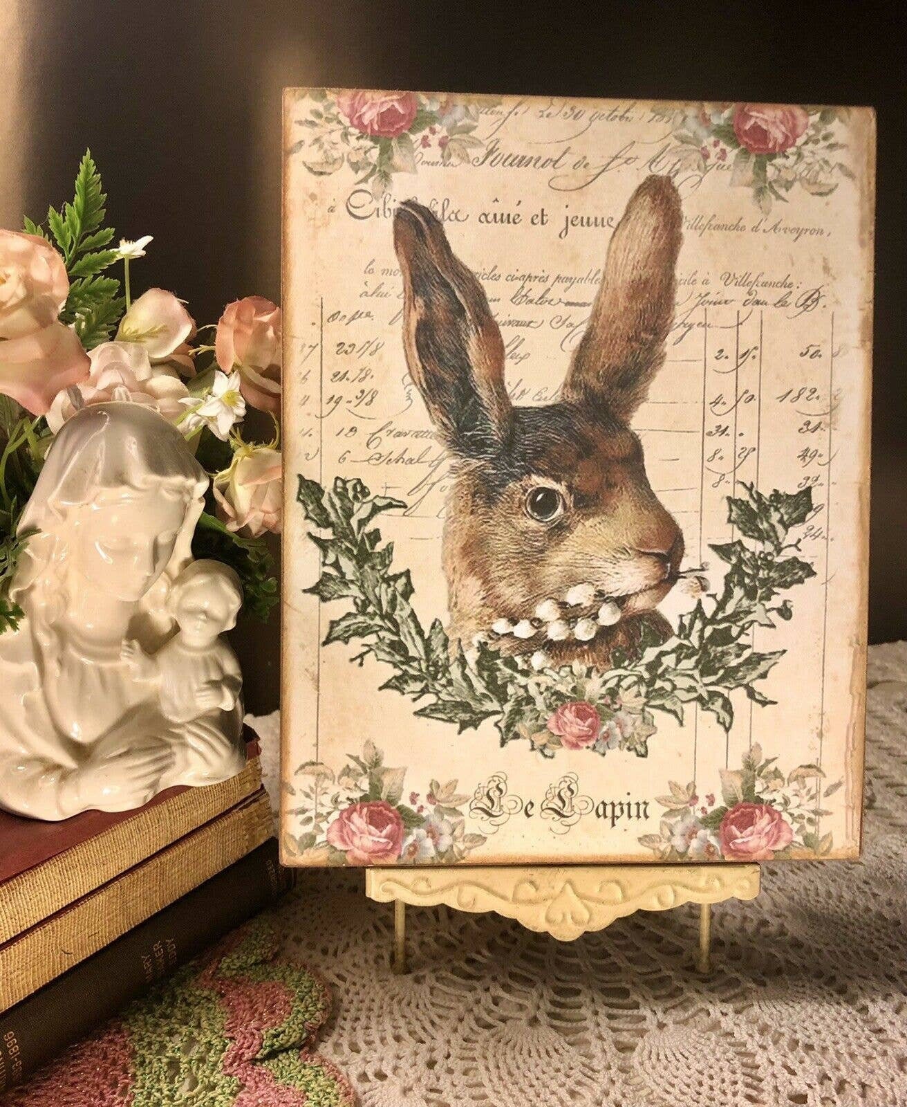 Shabby Chic French Country Rabbit Looking Right HANDCRAFTED - Etsy