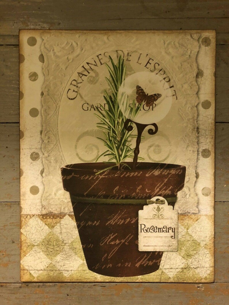 ROSEMARY Herb Pot Garden, Handcrafted Plaque / Sign - Etsy