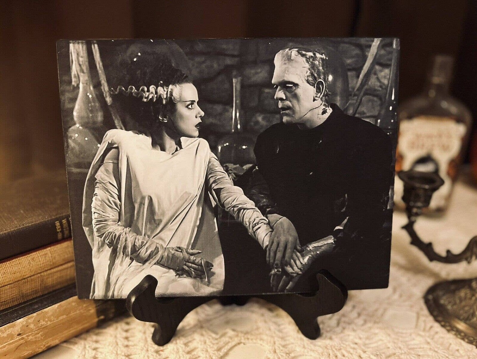 Retro Halloween, Frankenstein & His Bride, , Handcrafted Plaque / Sign ...