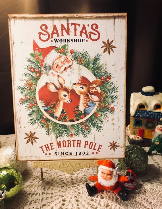 Santa's Workshop the North Pole Santa Claus & Reindeer - Etsy