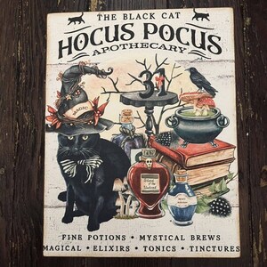 Black Cat HOCUS POCUS Apothecary, Halloween Handcrafted Plaque / Sign ...