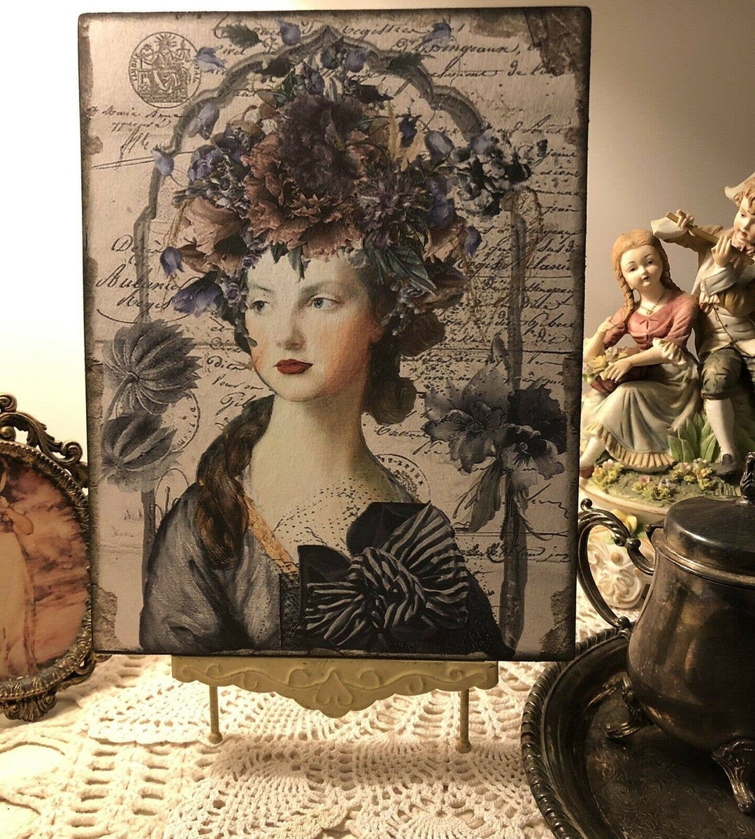 THE FLOWER LADY Shabby Chic, Vintage Style Handcrafted Plaque / Sign #2 ...