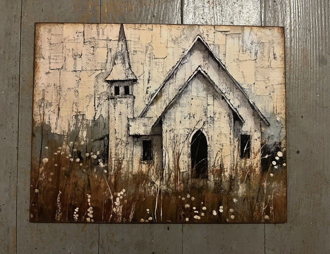 Church Chapel, Primitive Folk Art, Handcrafted Plaque / Sign #14 - Etsy
