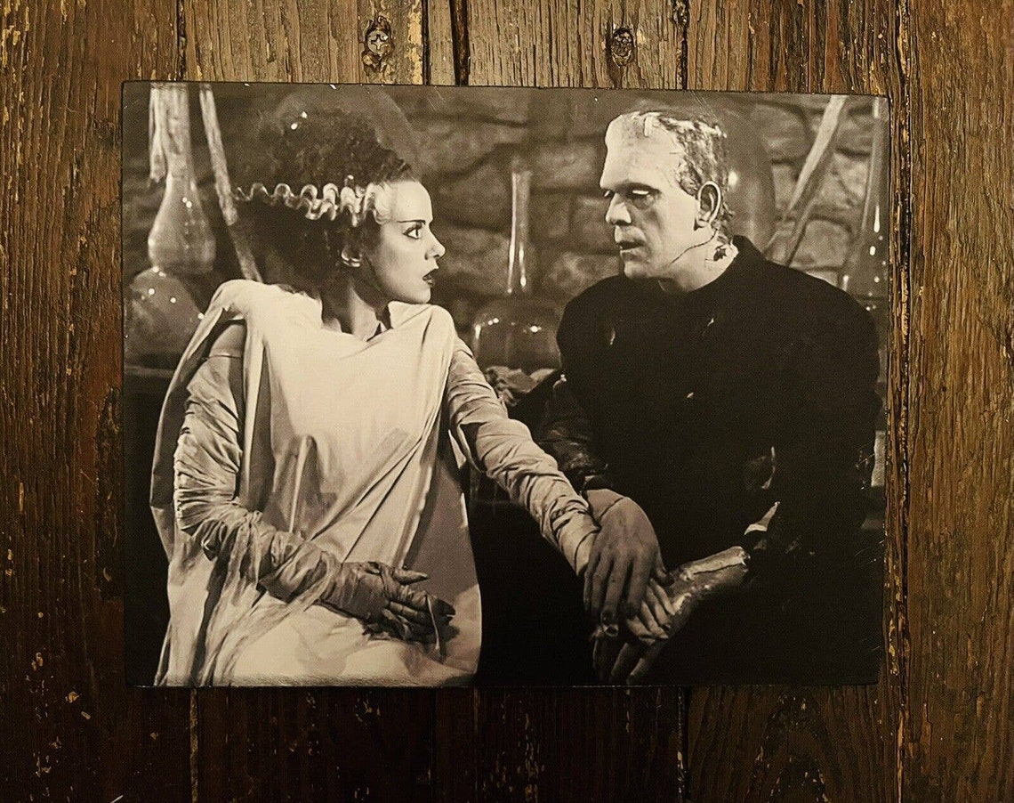 Retro Halloween, Frankenstein & His Bride, , Handcrafted Plaque / Sign ...