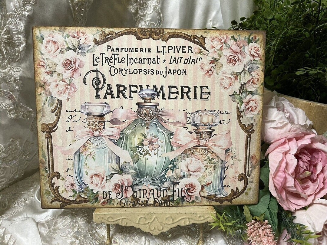 French Perfume, Parfumerie, Romantic Cottage Style Handcrafted Plaque ...