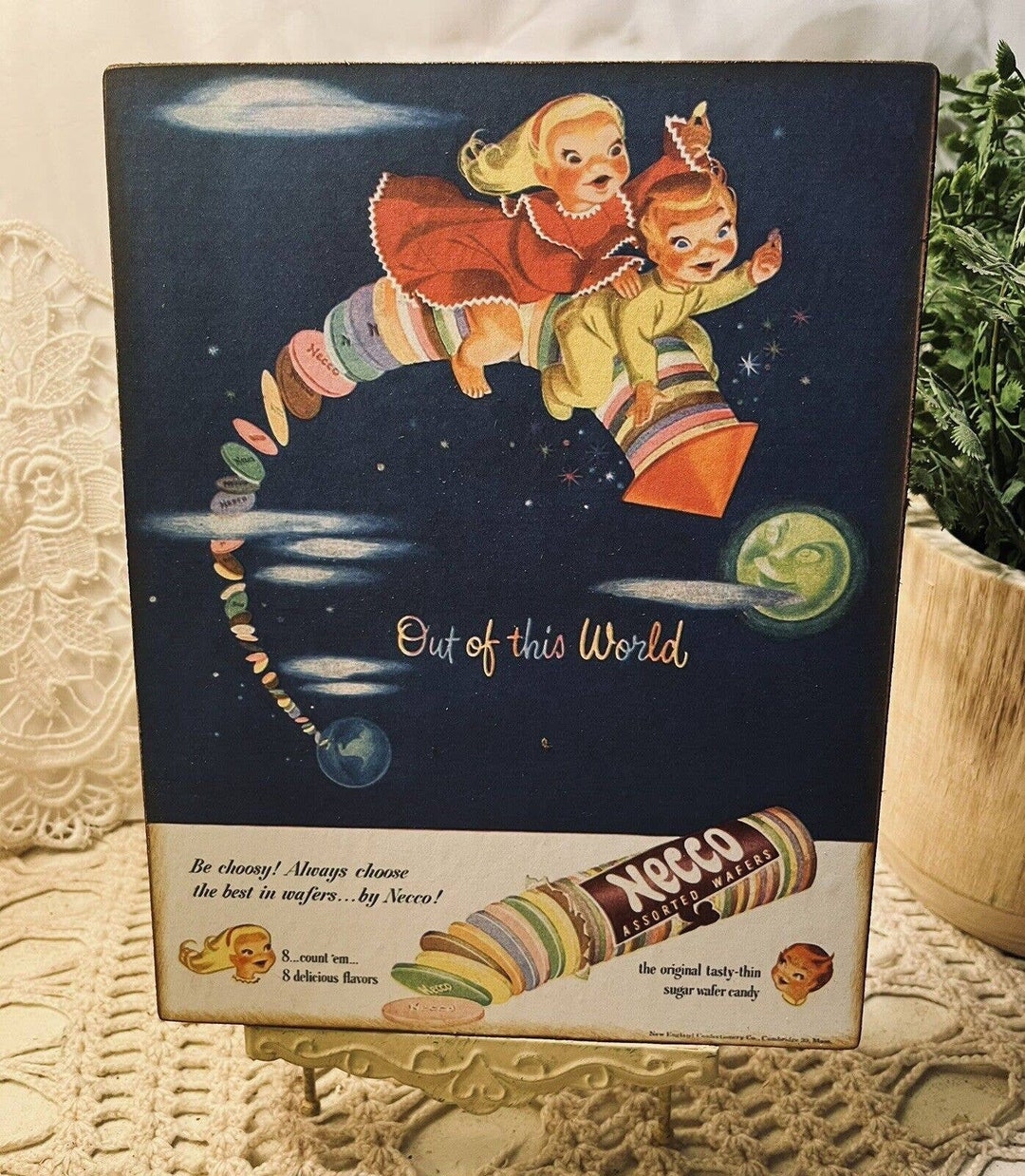 Necco Retro Advertisement, Kids Out of This World, Handcrafted Plaque ...