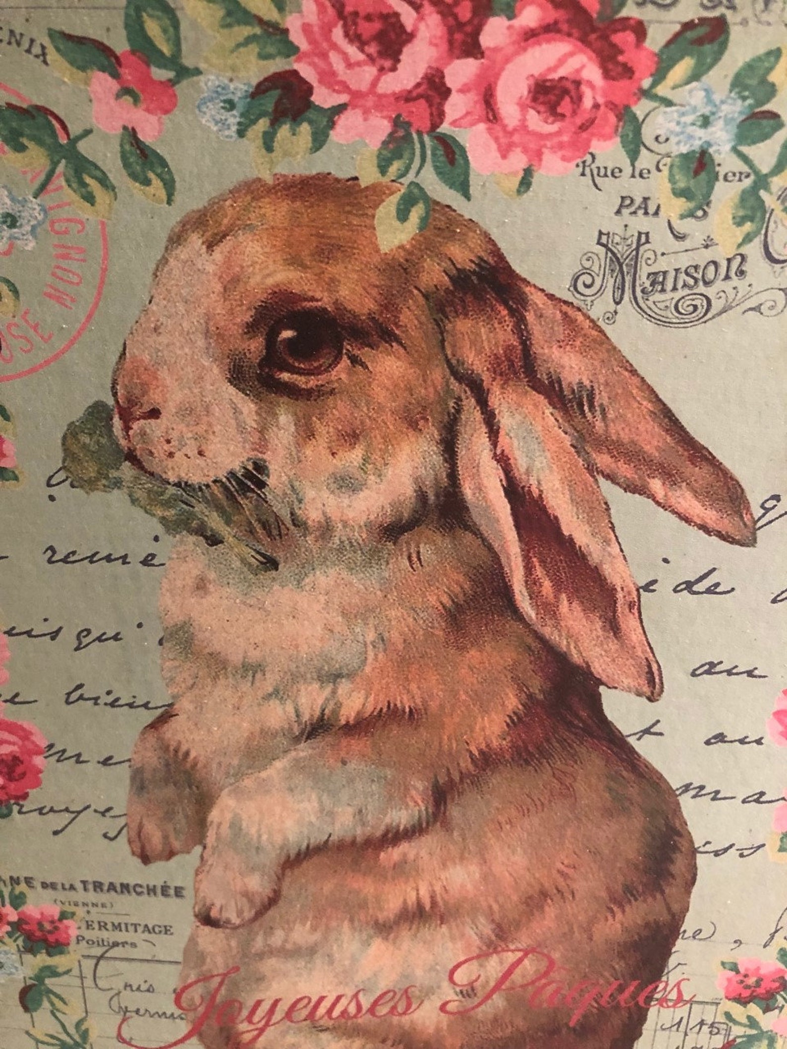 Shabby Chic Brown Bunny Rabbit Handcrafted Plaque - Etsy