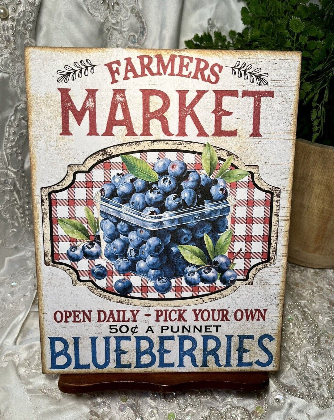 Farmers Market, Blueberries, Farmhouse, Handcrafted Plaque, Handmade ...