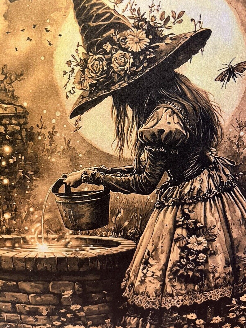 Witch, Magical Wishing Well, Halloween Handcrafted Plaque / Sign - Etsy