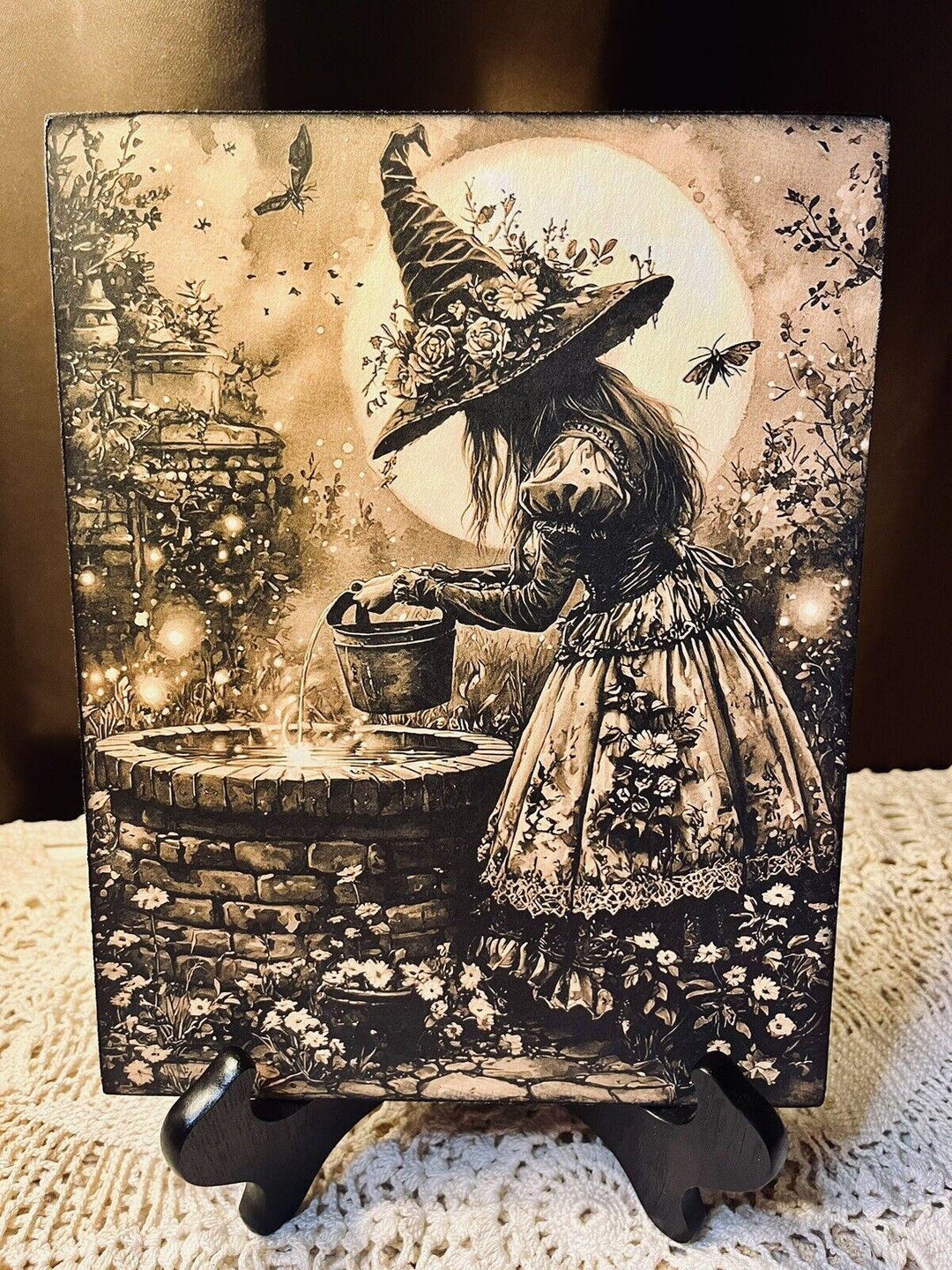 Witch, Magical Wishing Well, Halloween Handcrafted Plaque / Sign - Etsy