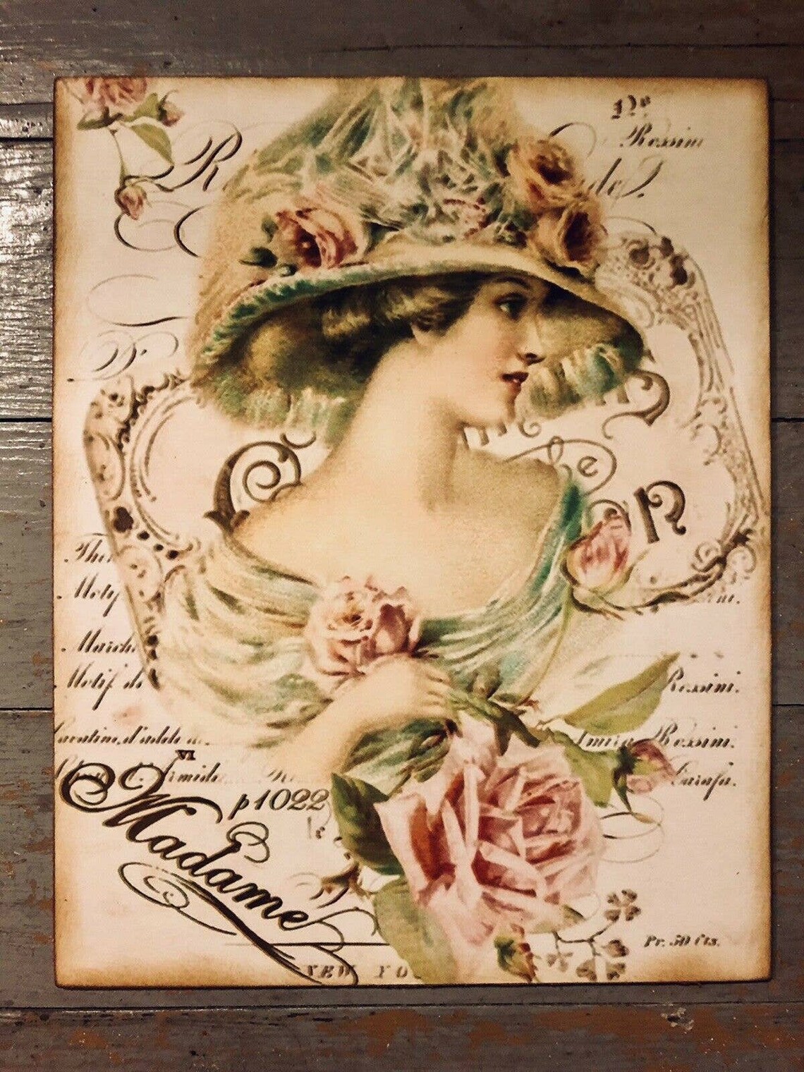 Victorian Lady Madame Pink Roses Shabby Chic Handcrafted - Etsy