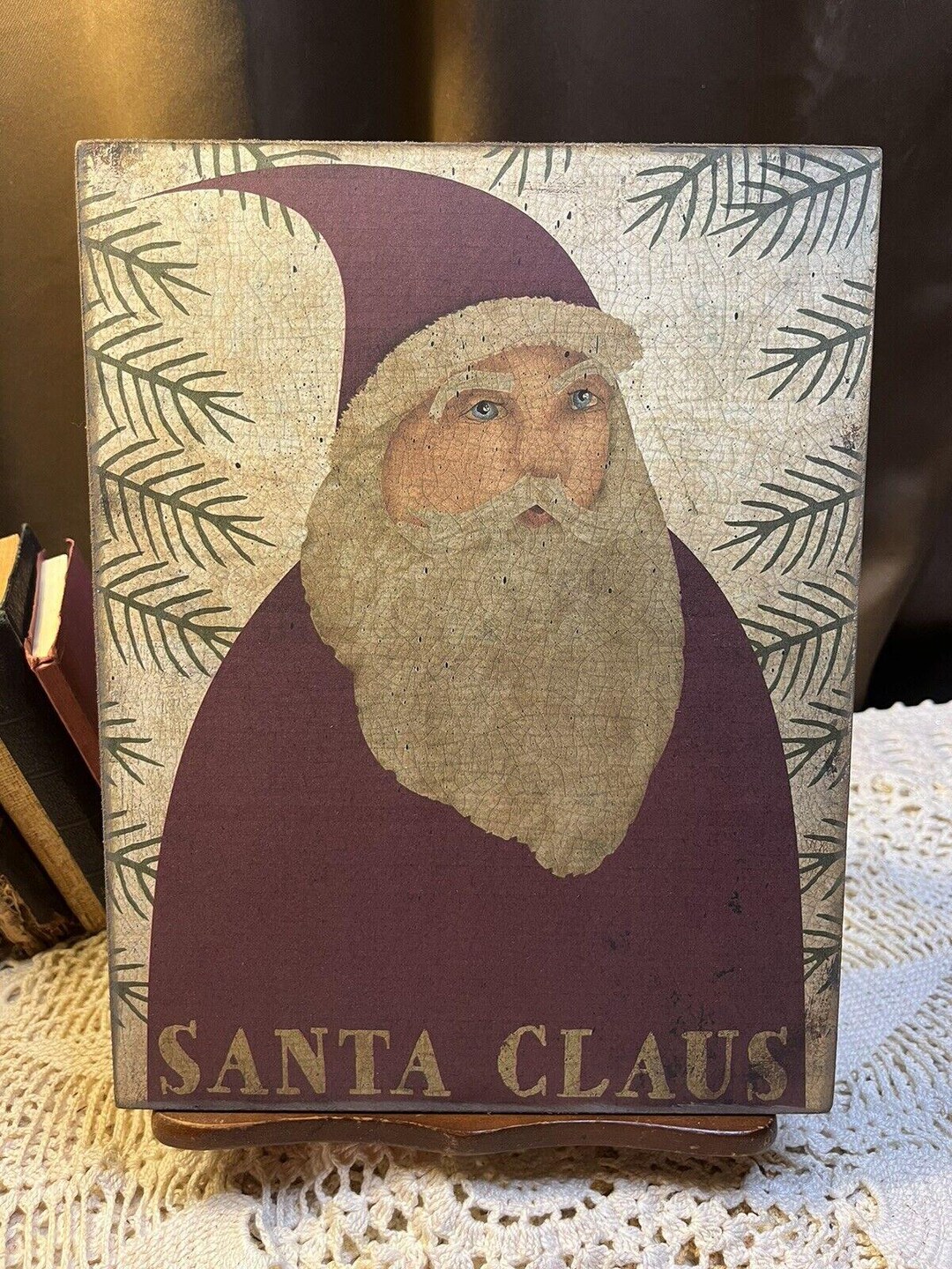 Primitive Folk Art Santa Claus Portrait, Handcrafted Plaque #15 - Etsy