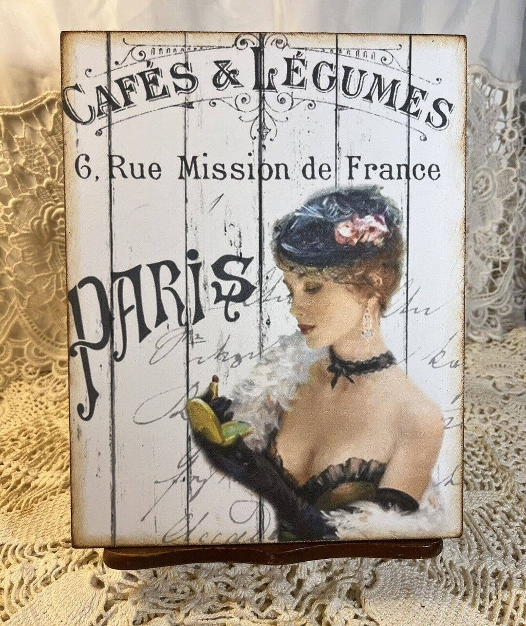 Paris, French Lady, Vintage Style, Shabby Chic Handcrafted Plaque ...
