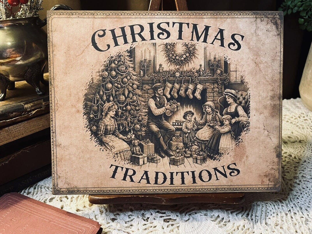 Christmas Traditions, Old Fashioned, Primitive Handcrafted Plaque ...