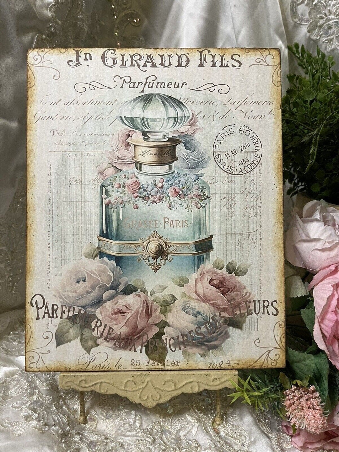 French Perfume, Parfumerie, Romantic Cottage Style Handcrafted Plaque ...