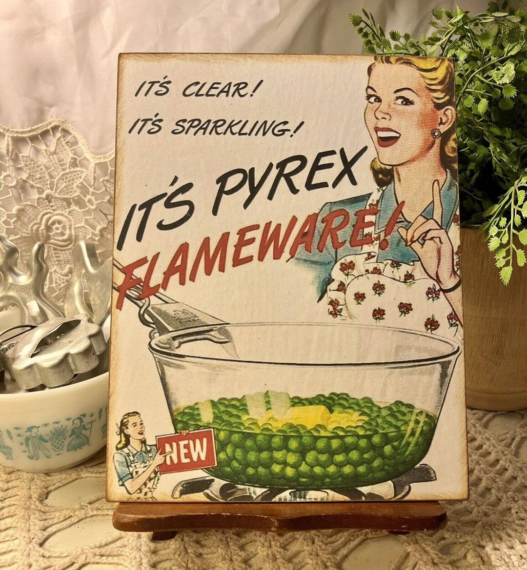 Pyrex Retro Advertisement, Kitschy Handcrafted Plaque / Sign #8 - Etsy