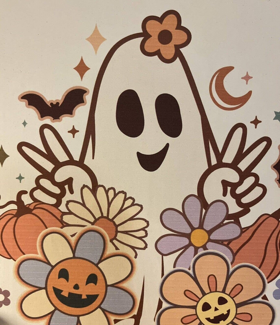 Halloween, Groovy Ghost, Floral, Peace, Handcrafted Plaque / Sign - Etsy