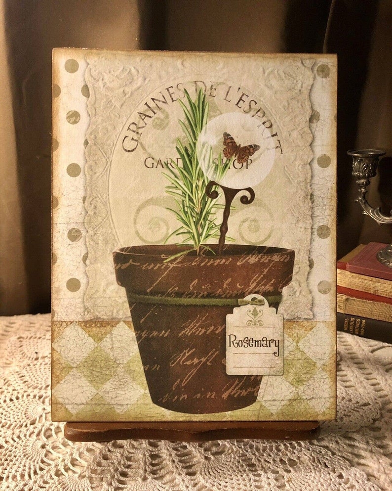 ROSEMARY Herb Pot Garden, Handcrafted Plaque / Sign - Etsy