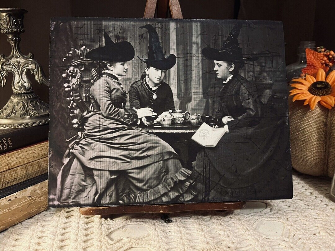 Witches Tea Leaf Reading, Tea Party, Halloween, Handcrafted Plaque ...