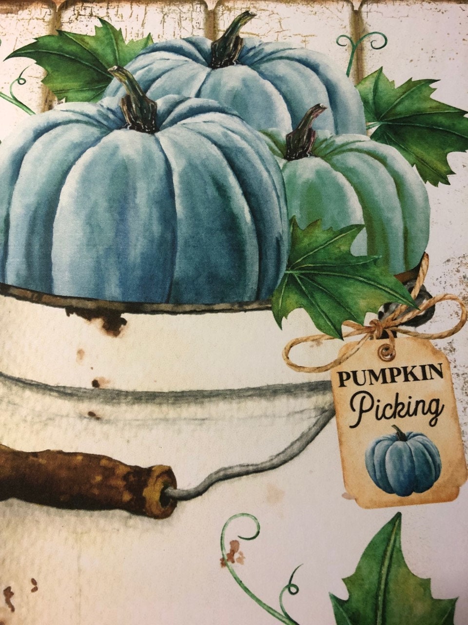 Blue and Green Pumpkin Bucket Farmhouse Fall Pumpkin Decor - Etsy