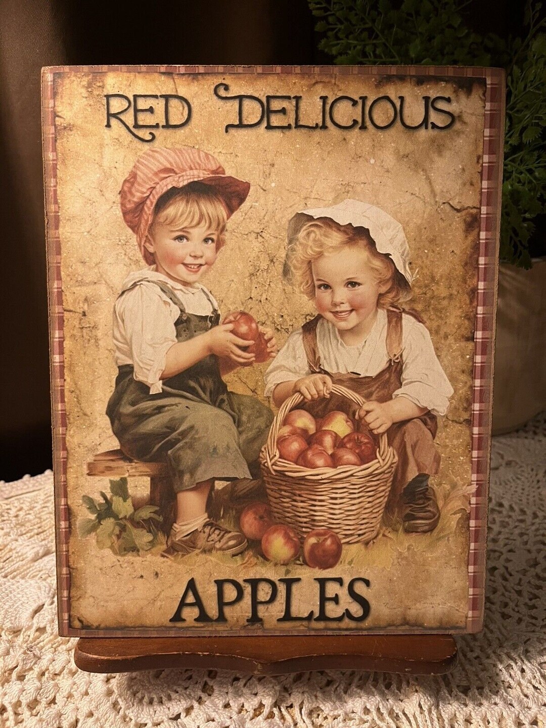 Red Delicious Apples, Vintage Children, Handcrafted Plaque / Sign - Etsy