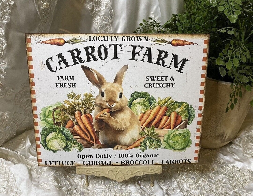 Bunny Rabbit, Carrot Farm Handcrafted Plaque / Sign - Etsy