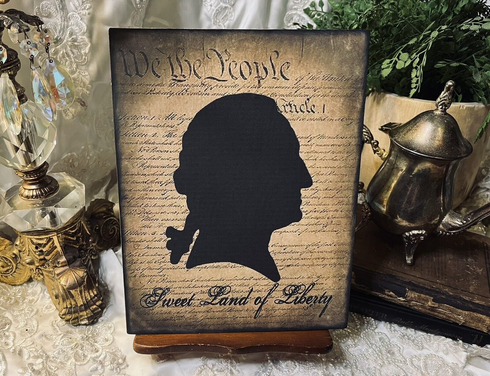 George Washington Silhouette, Constitution, Handcrafted Plaque / Sign ...