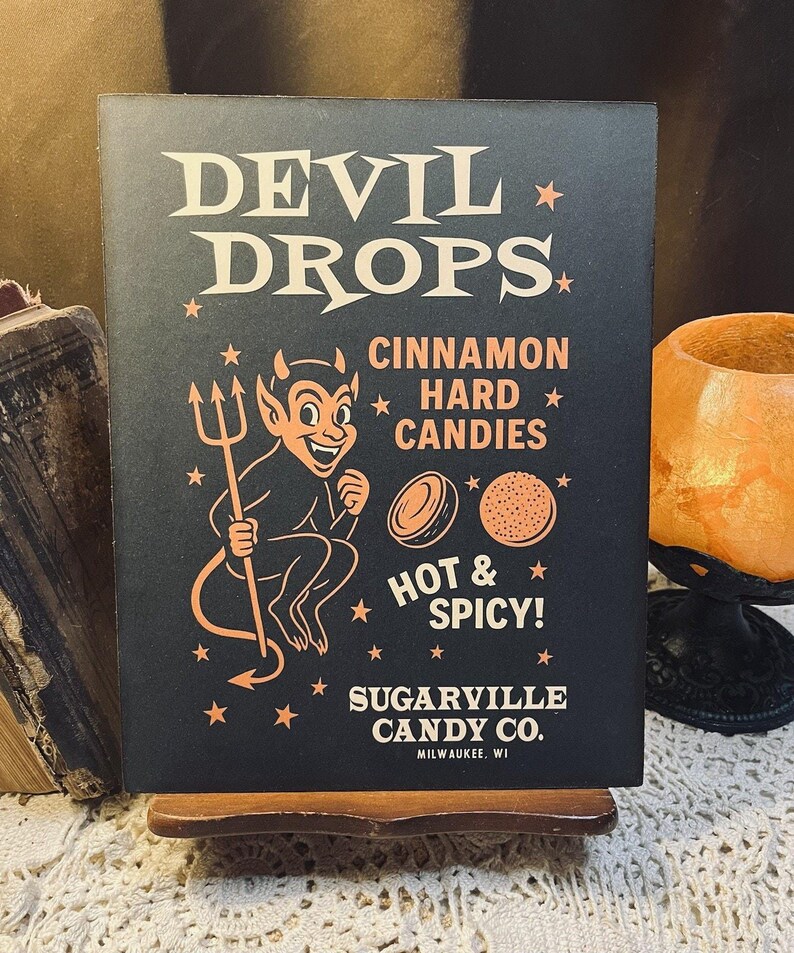 Halloween Treats, Devil Drops, Cinnamon Candies, Retro Handcrafted ...