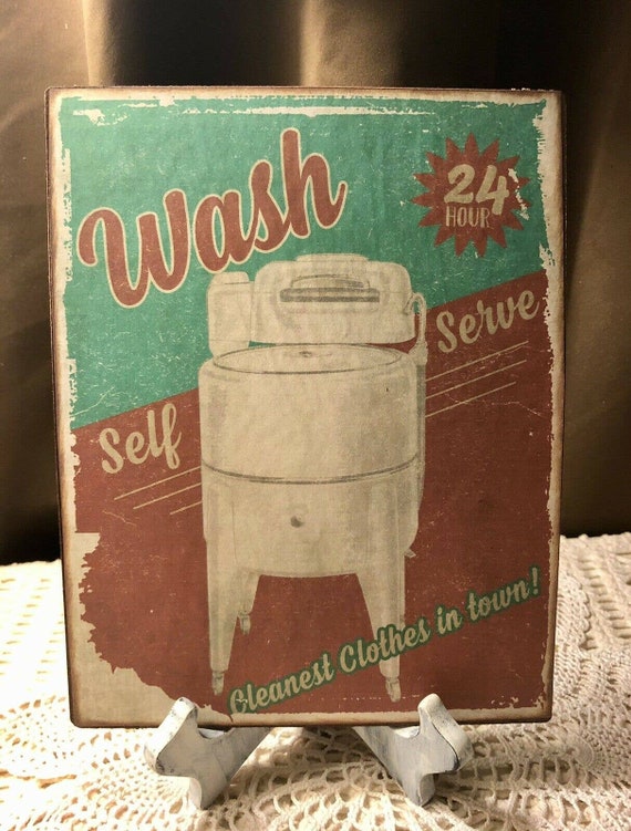 Laundry Retro Washing Machine Handcrafted Plaque / Sign | Etsy