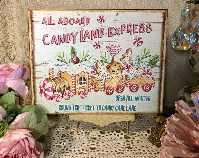 Candy Land Express, Pink Christmas, Handcrafted Plaque / Sign - Etsy