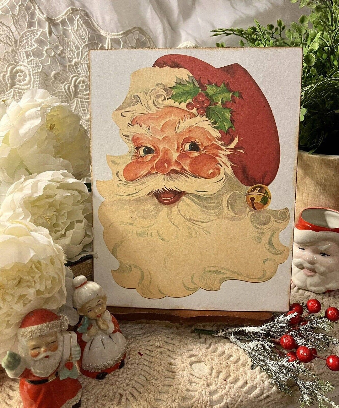 RETRO 50's Santa Vintage Style CHRISTMAS Handcrafted Plaque / Sign - Etsy