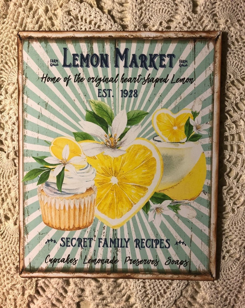 Lemon Market, Heart Shaped Lemon, Wall Art, Handcrafted Plaque / Sign ...
