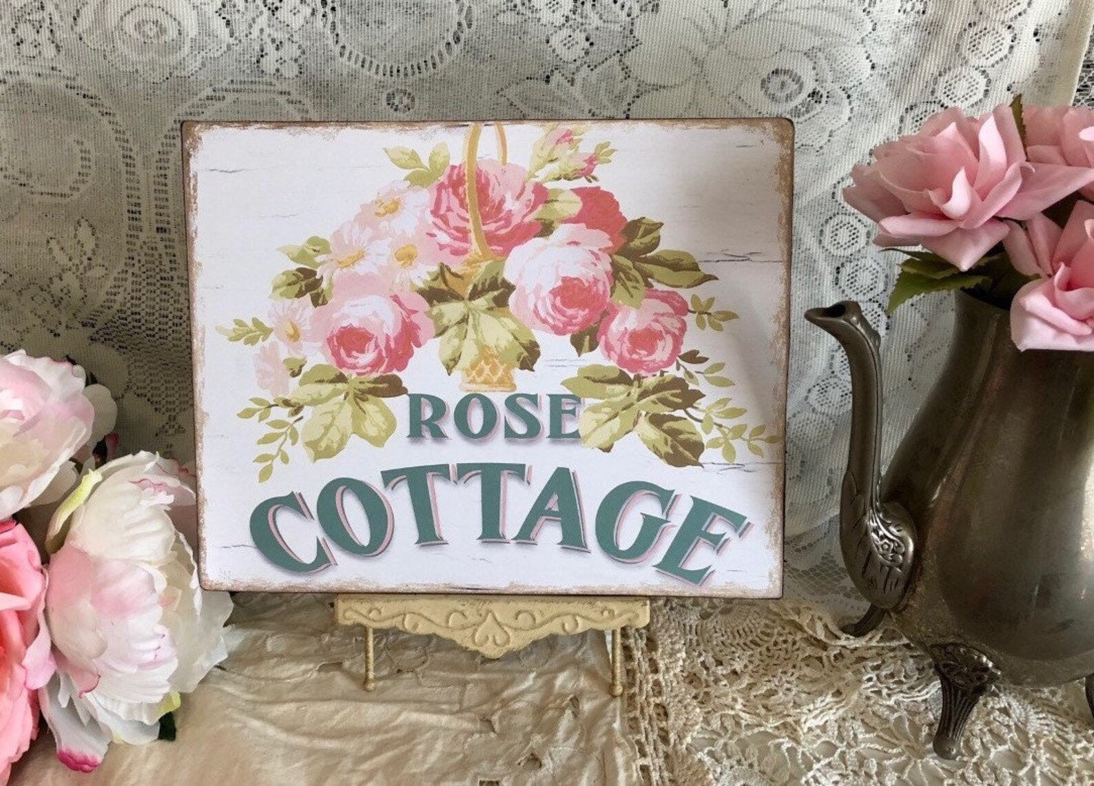 Rose Cottage Shabby Chic Plaque / Sign - Etsy