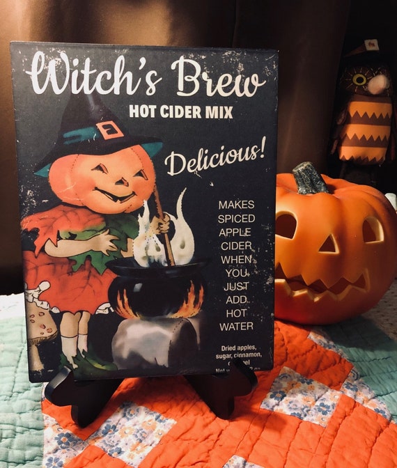 Witchs Brew Cider Mix RETRO Halloween Handcrafted Plaque / - Etsy
