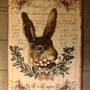 Shabby Chic French Country Rabbit Looking Right HANDCRAFTED Plaque ...