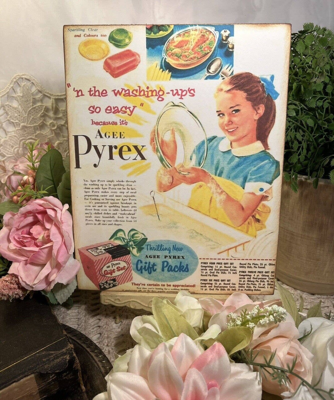 Pyrex Girl, Retro Advertisement, Kitschy Handcrafted Plaque / Sign #5 ...